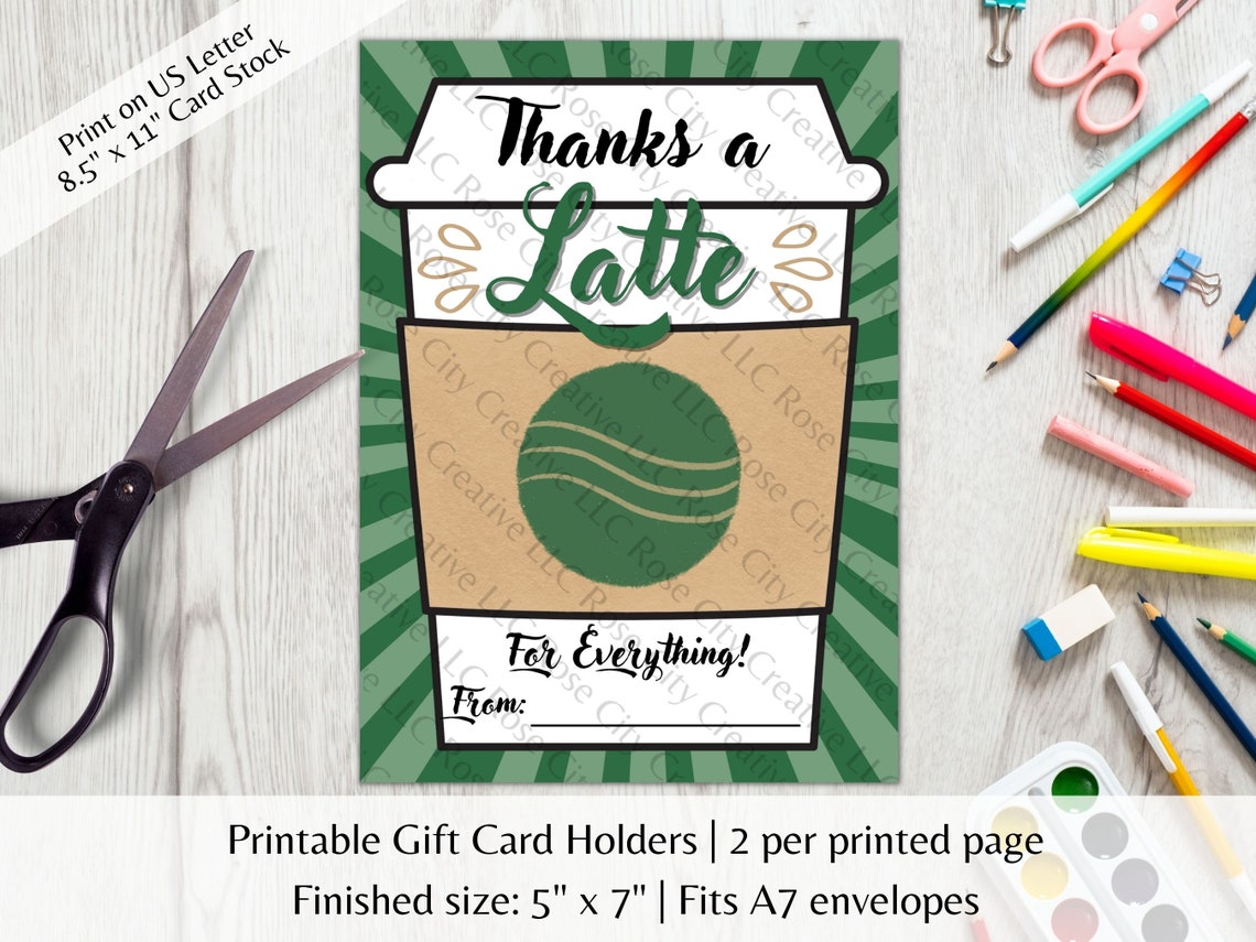 Printable Coffee Gift Card Holder, Staff Appreciation, Employee ...