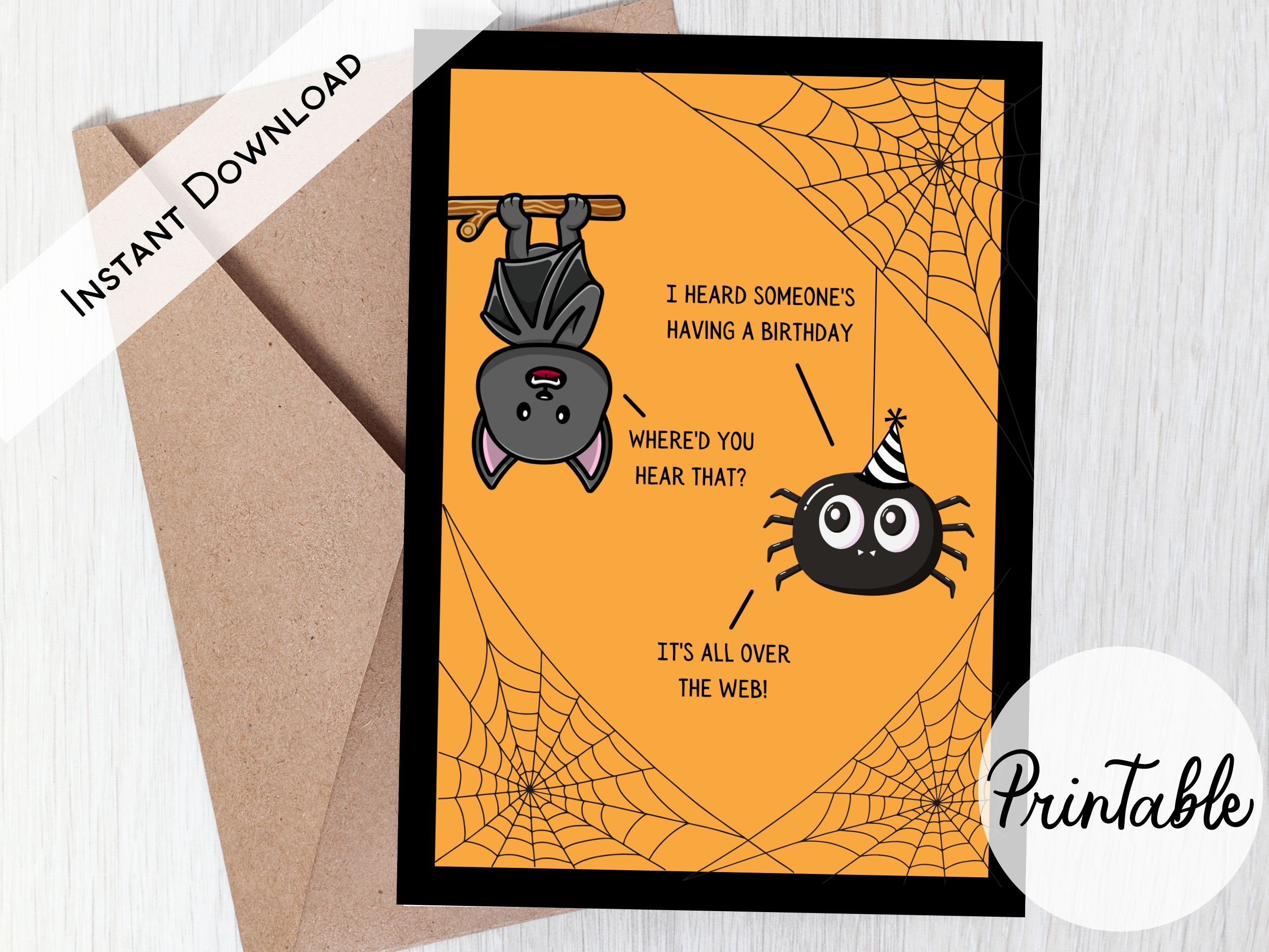 Funny Halloween Happy Birthday Printable Card October - Etsy