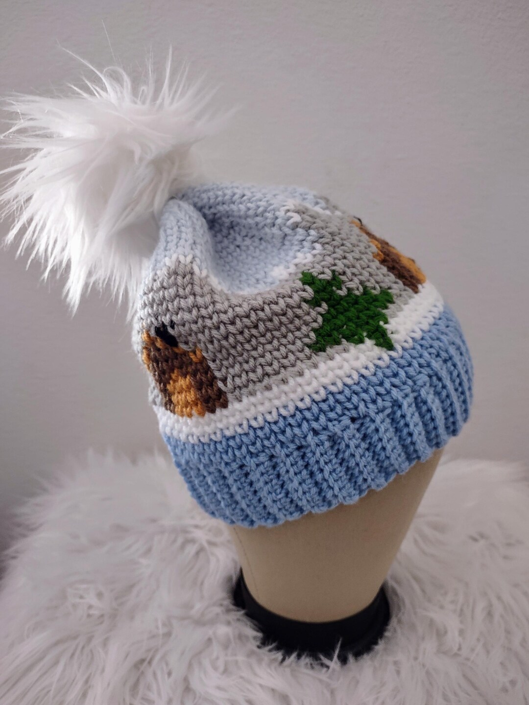 Christmas Log Cabin Hat Crochet Tree Log Cabin Fair Isle Holiday Hat ...
