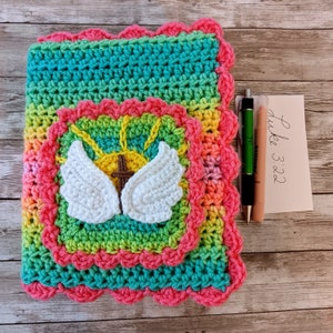 Crochet Bible Cover With Pocket Rainbow and Holy Spirit Book Cover ...