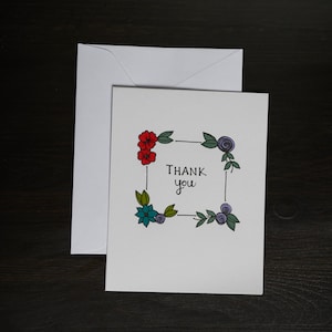Flowers & Frame Thank You Card - Etsy