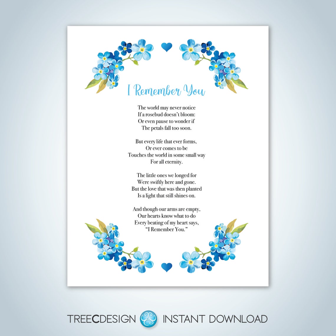 I Remember You – Wall Art - Poem to Remember Life of a Baby or Child ...