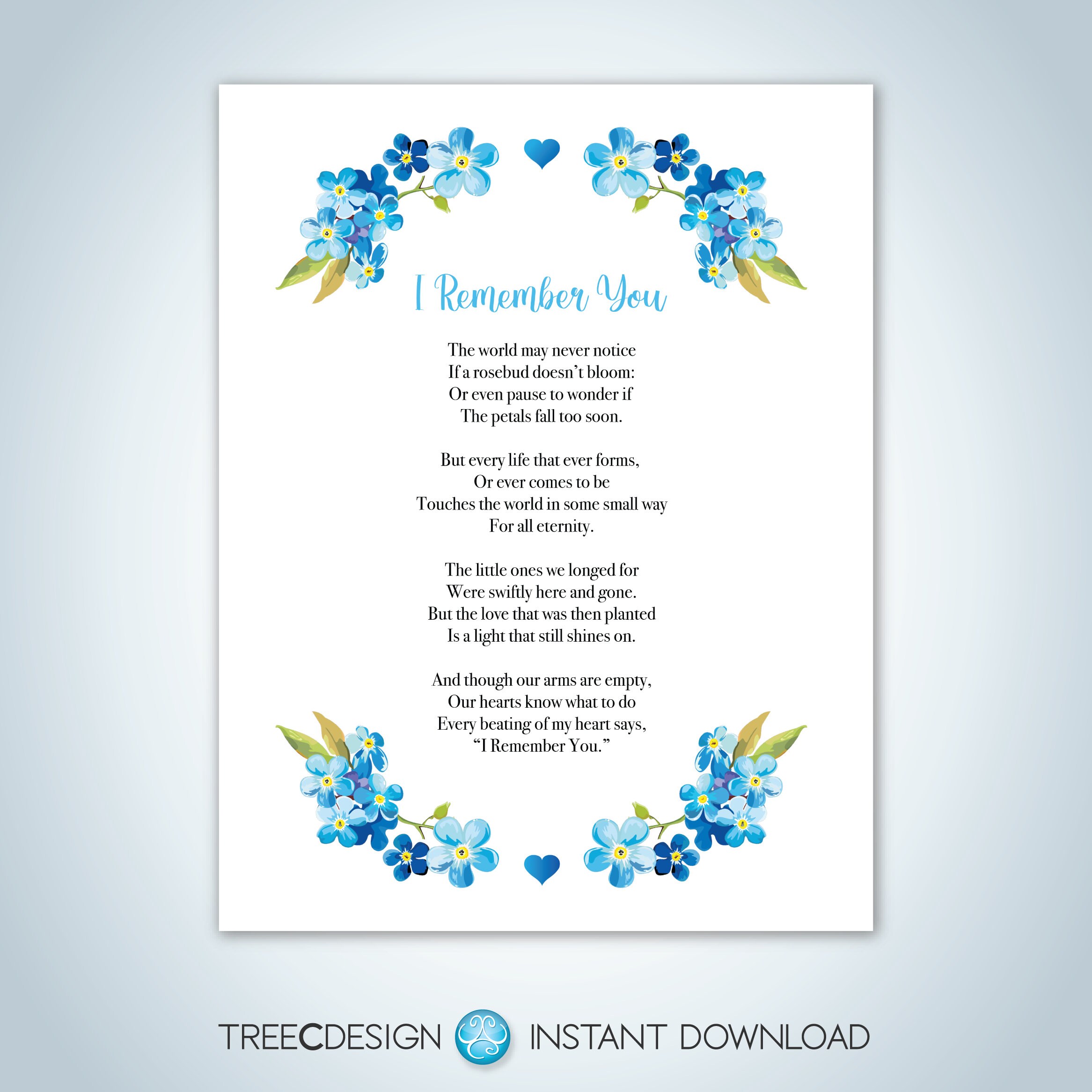 I Remember You – Wall Art - Poem to Remember Life of a Baby or Child ...