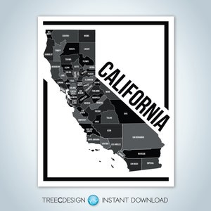 California Counties Map Digital Download - Etsy