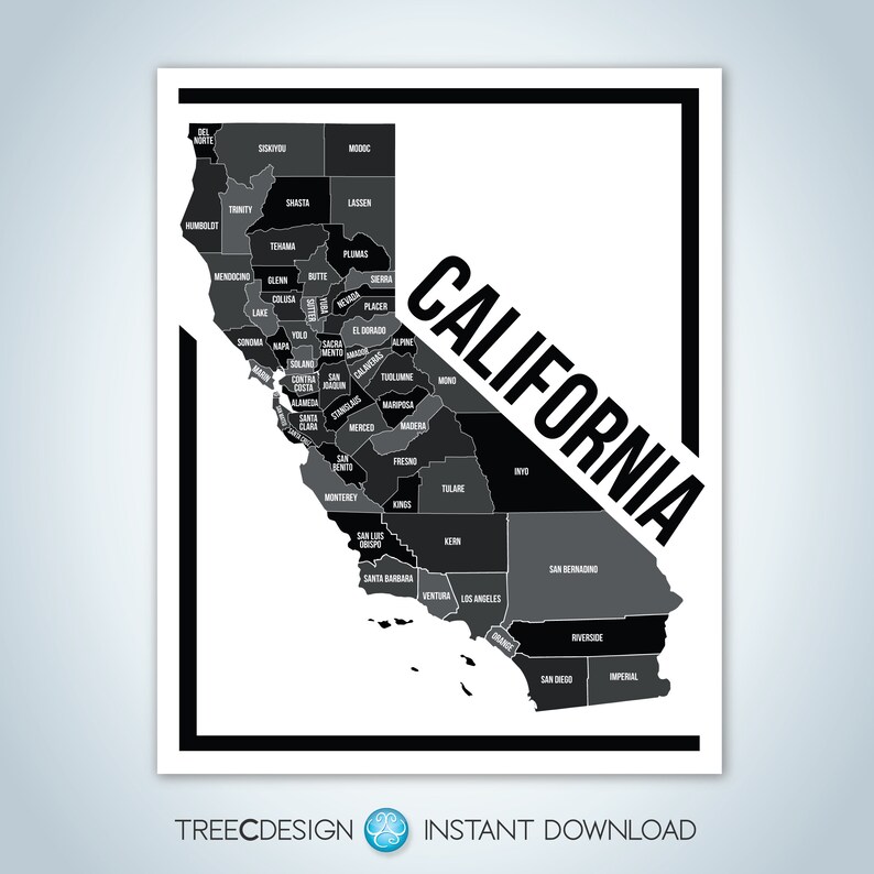 California Counties Map Digital Download - Etsy