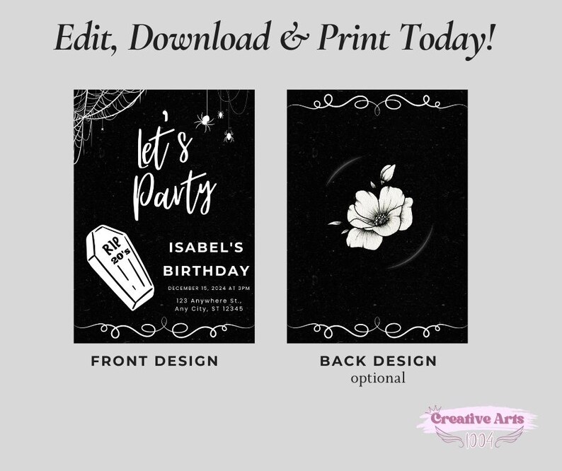 Gothic Birthday Invitation Printable Gothic Invite EDITABLE Instant ...