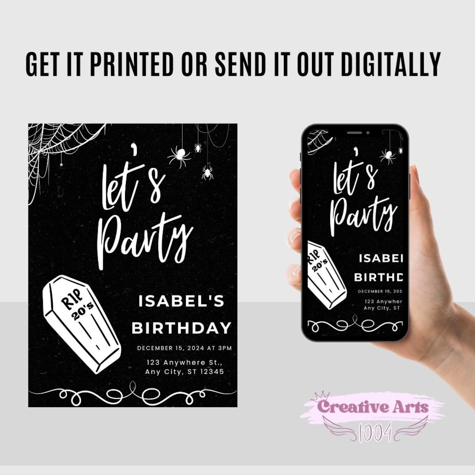 Gothic Birthday Invitation Printable Gothic Invite EDITABLE Instant ...