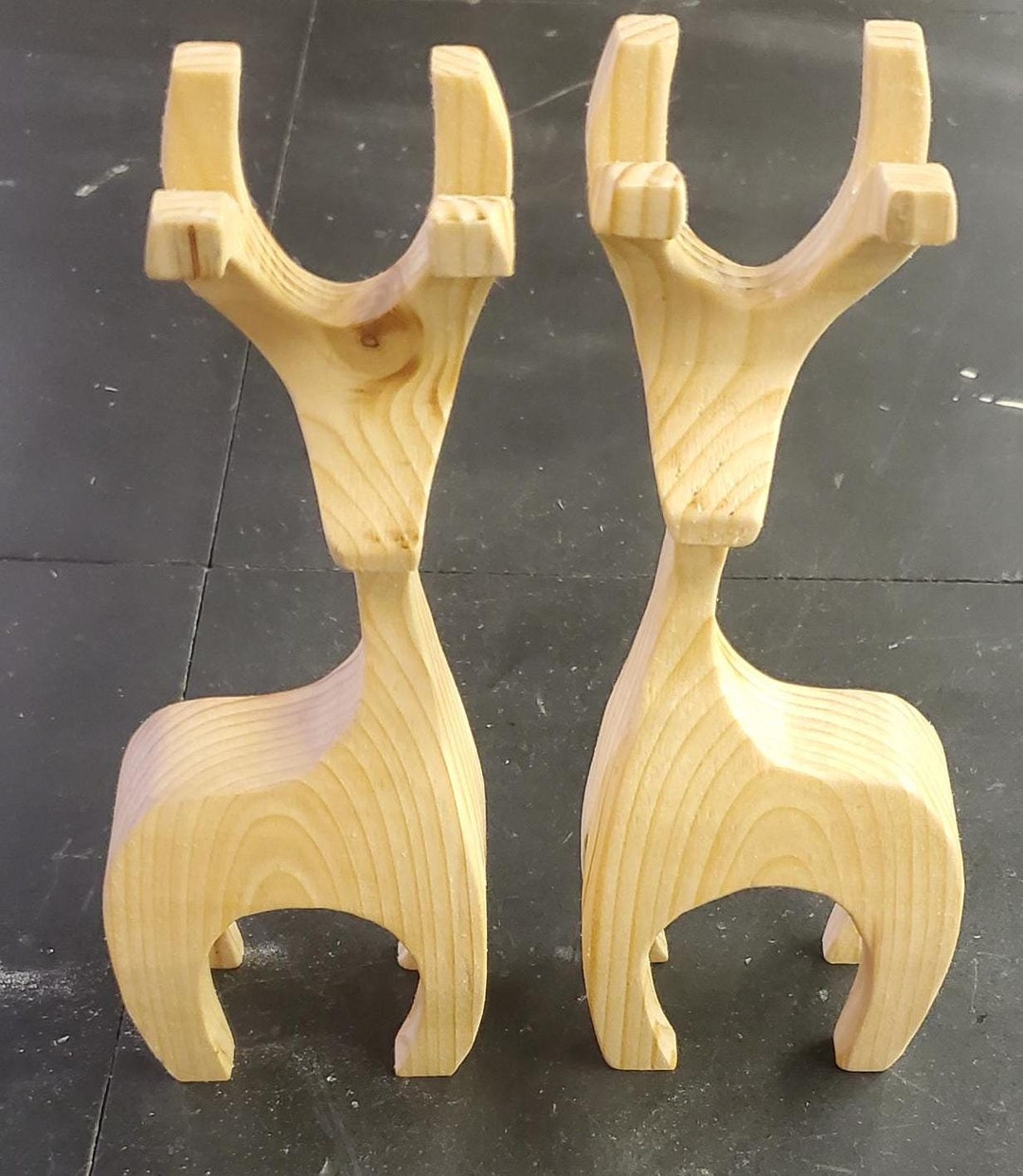 Wood Reindeer Set Dasher White Modern Danish Style Oil & Wax Finish ...