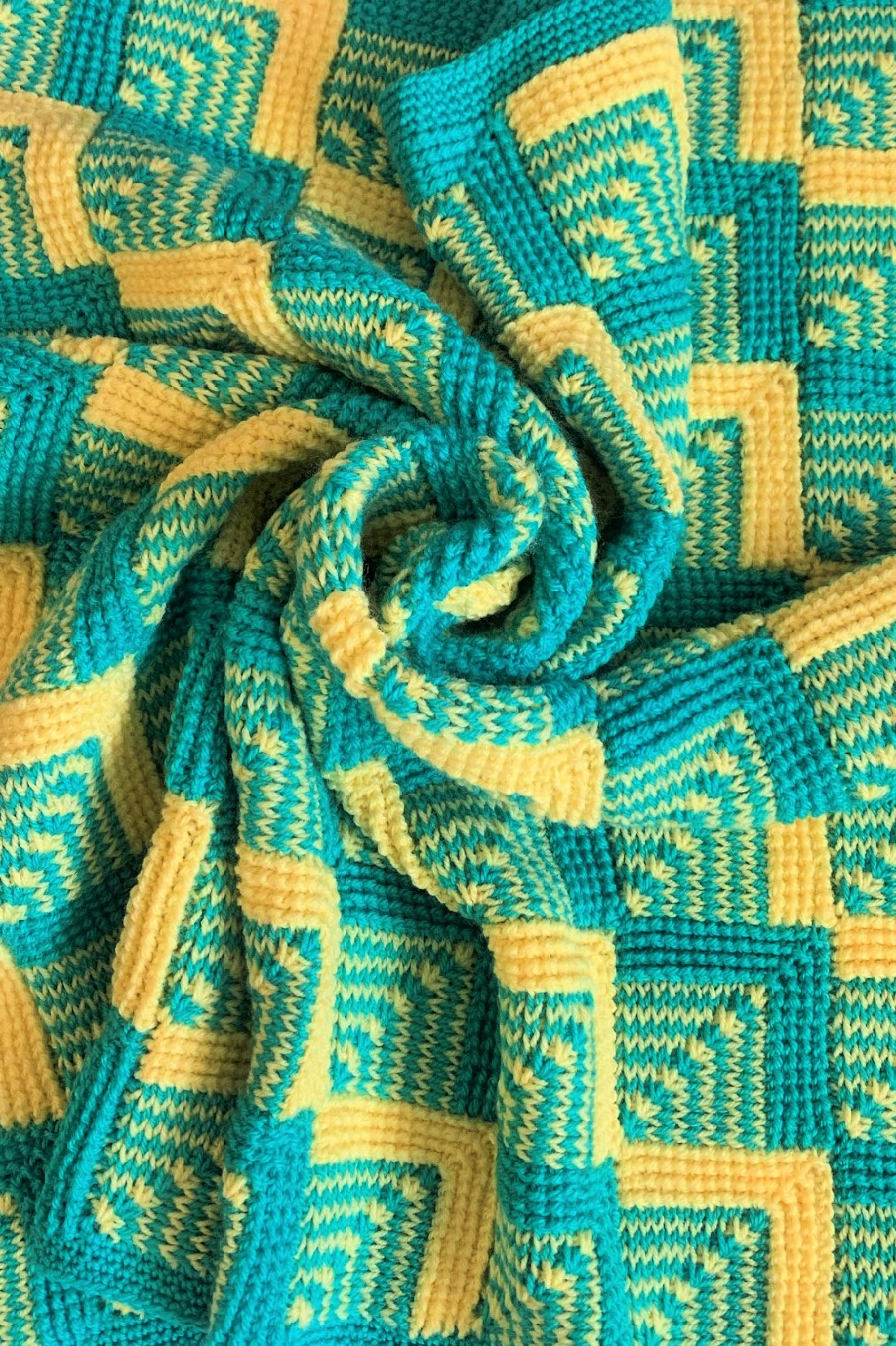 Tunisian Crochet Pattern for Baby Blanket With Mitered Squares - Etsy