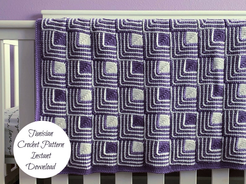Tunisian Crochet Baby Afghan Pattern With Mitered Squares - Etsy