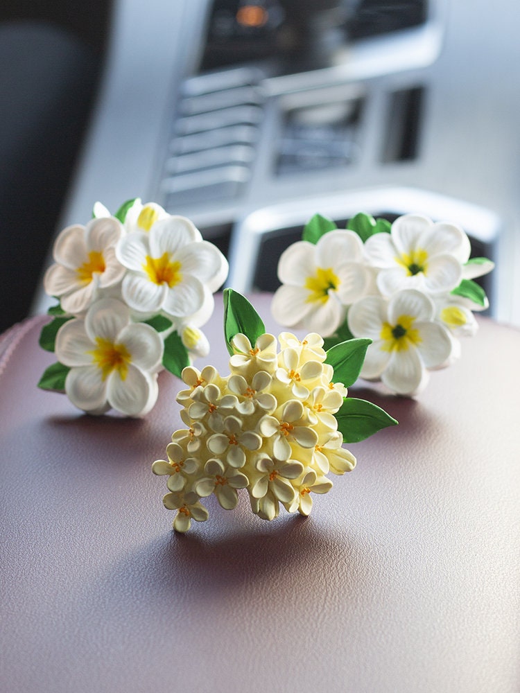 Flower Ceramic Essential Oil Diffuser for Car With Vent Clip for ...