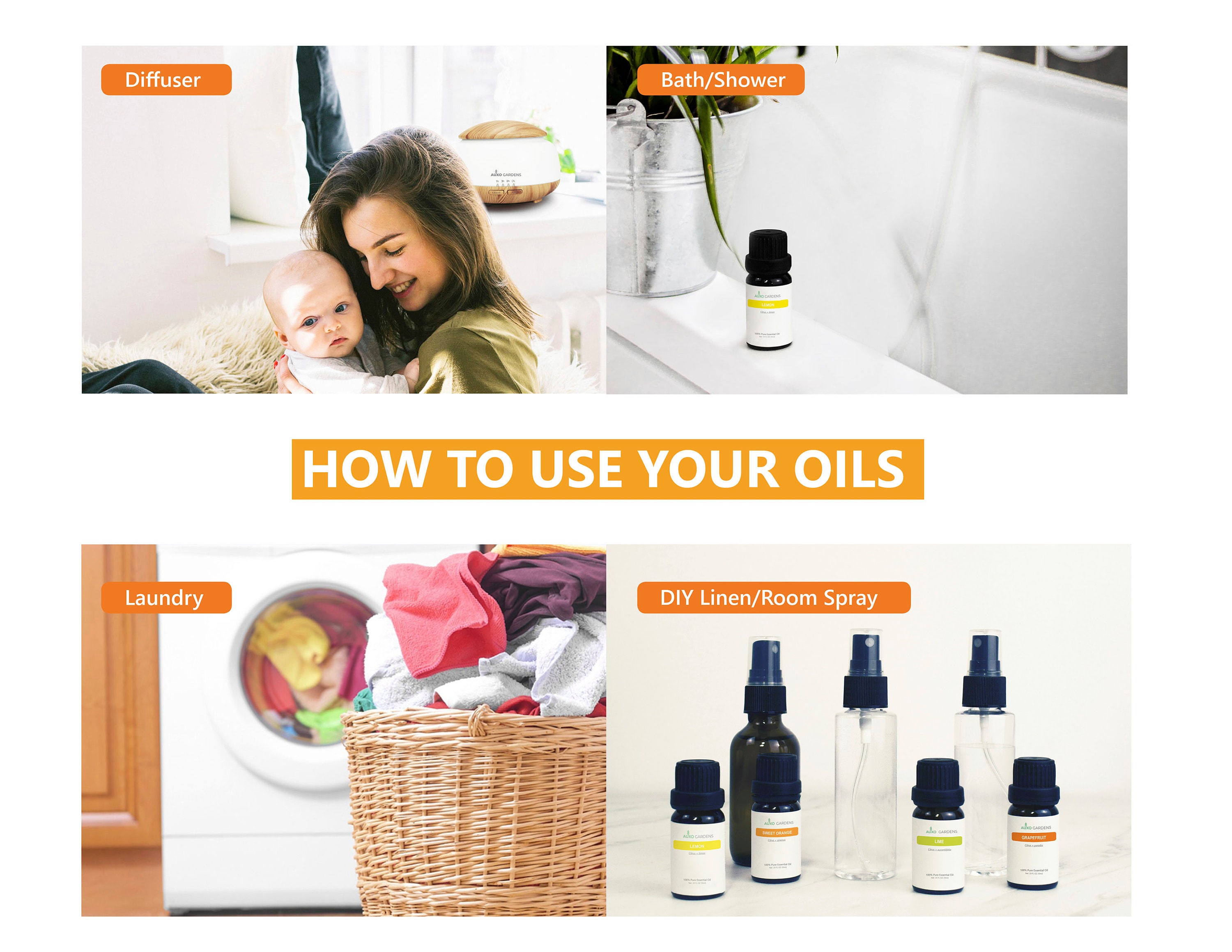 Citrus Essential Oil Set-pack of 6,10ml, Includes Lemon Grapefruit ...