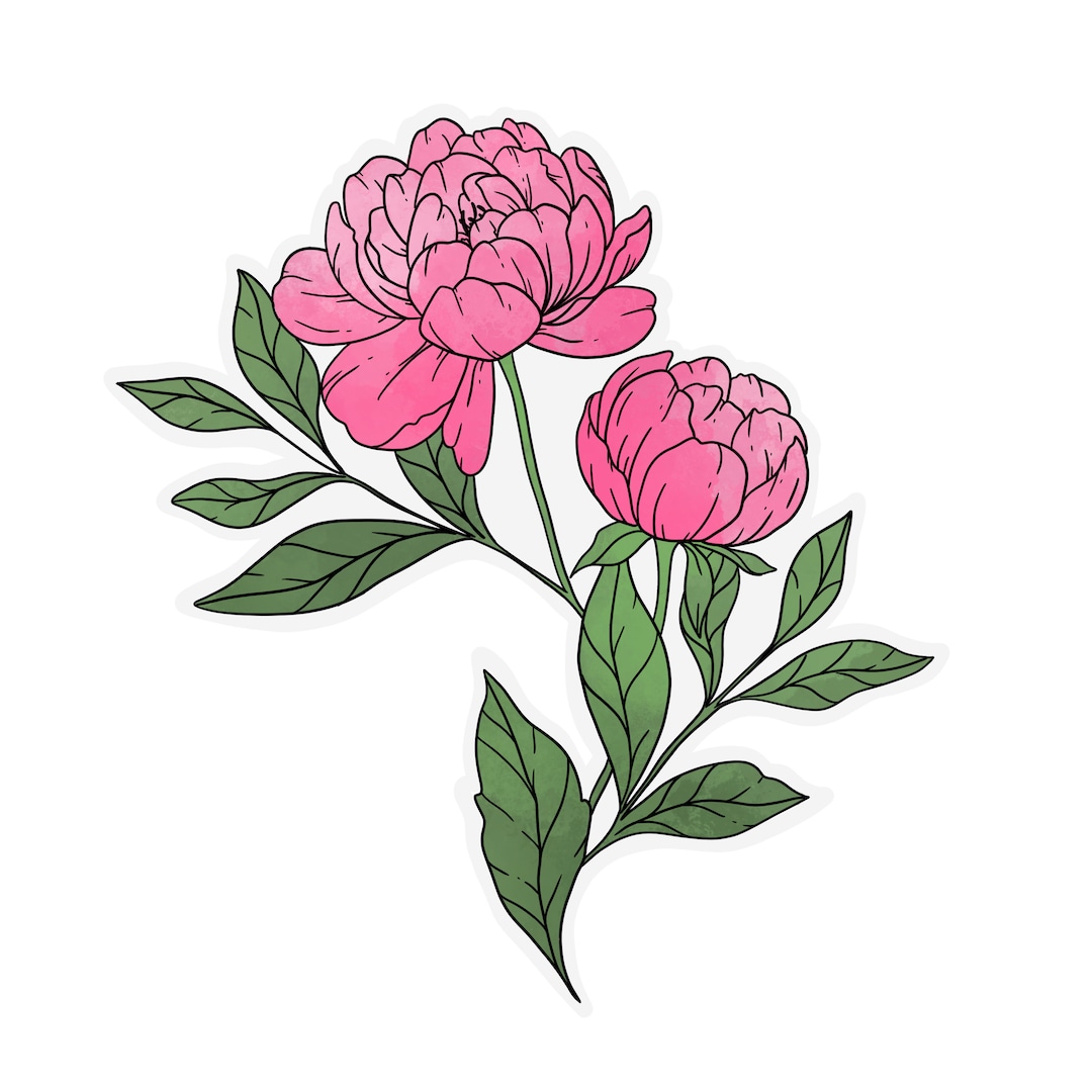 Transparent Peony Flower Sticker Clear Flower Sticker Waterproof