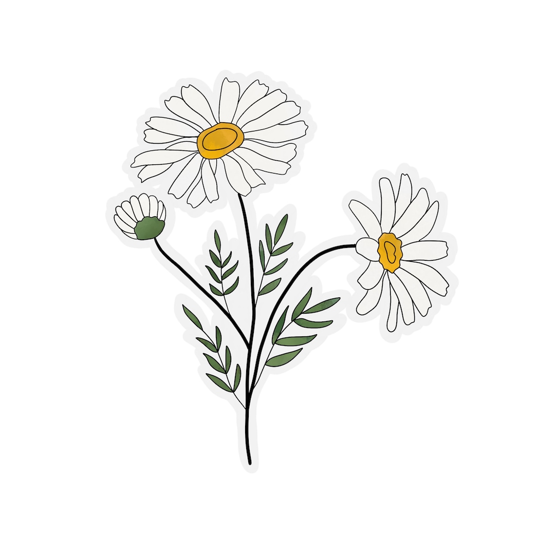 Daisy Flower Transparent Sticker | Clear Daisy Sticker | Waterproof ...