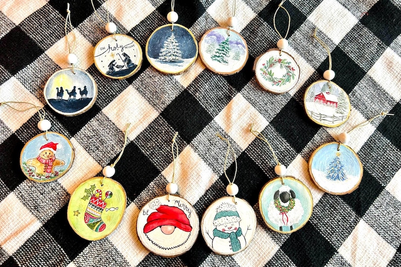 Gingerbread Man Ornament Wood Slice Ornament Hand Painted - Etsy