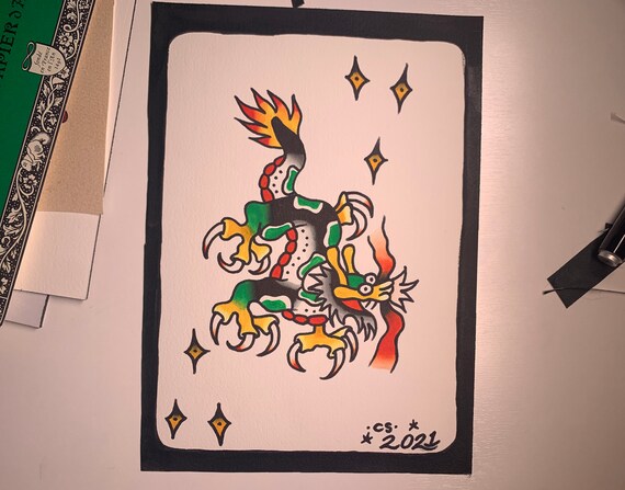 Traditional Dragon Tattoo Flash Sheet 8x11 In. - Etsy