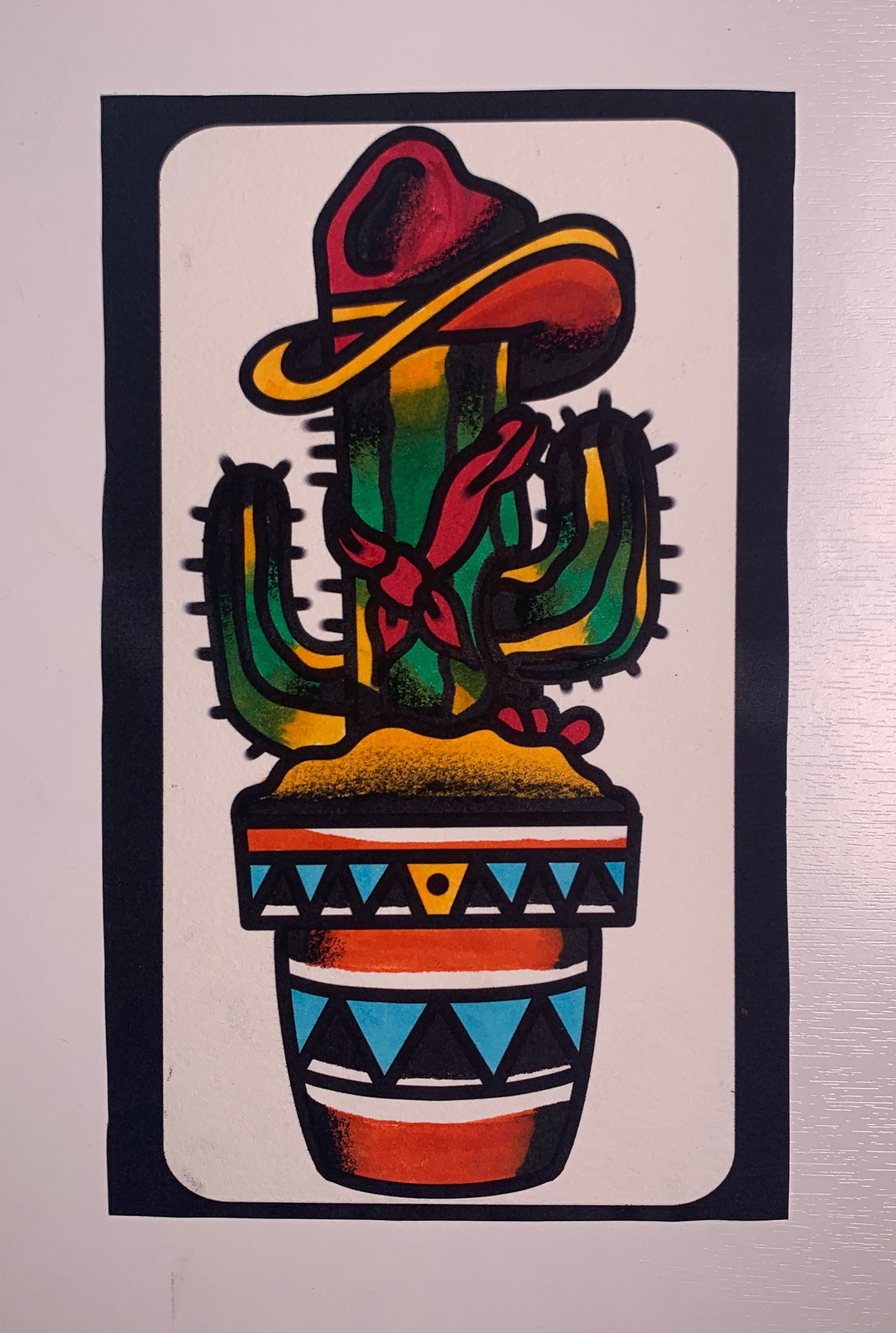 Traditional Cactus Tattoo Flash