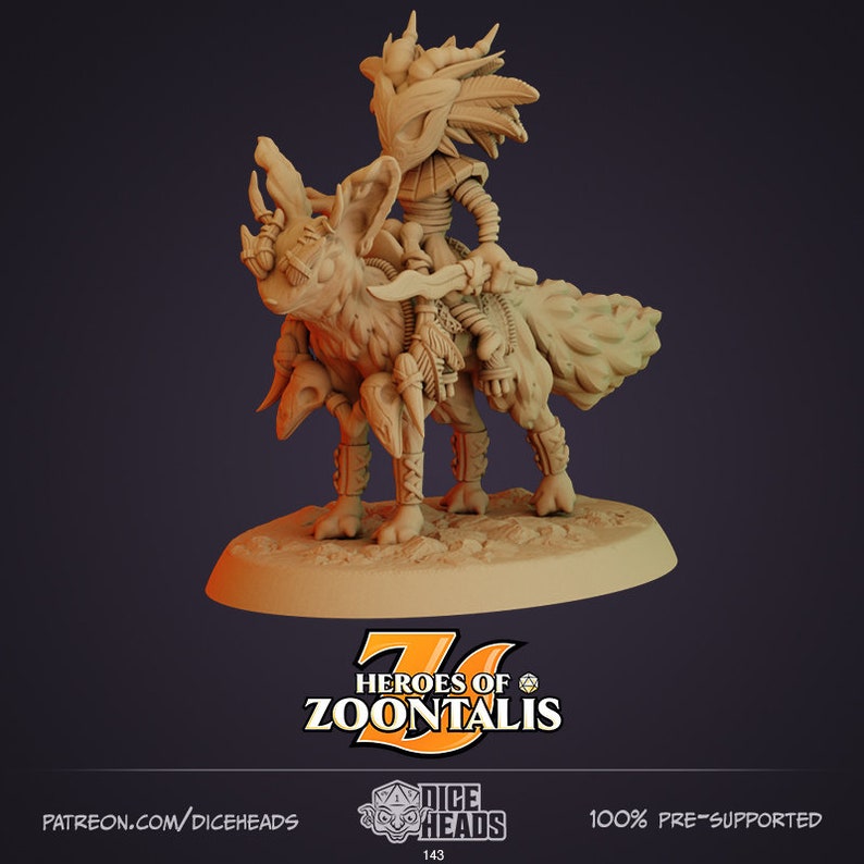 Fennec Fox Mount With Rider for Dnd 5e Pathfinder 4e 3e 2e Gloomhaven ...