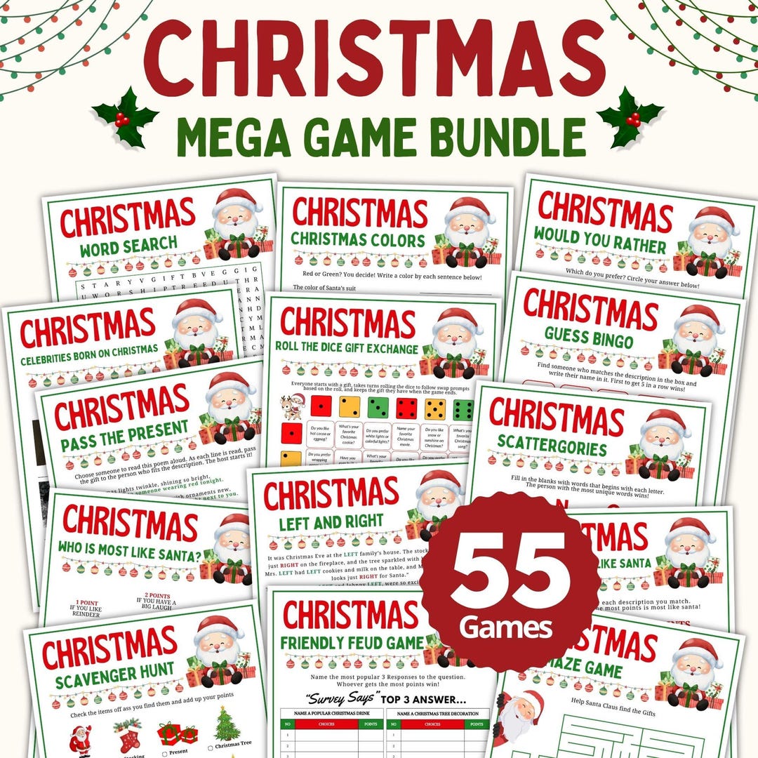 55+ Christmas Game Bundle | Printable Holiday Party Games (PDF) - Etsy