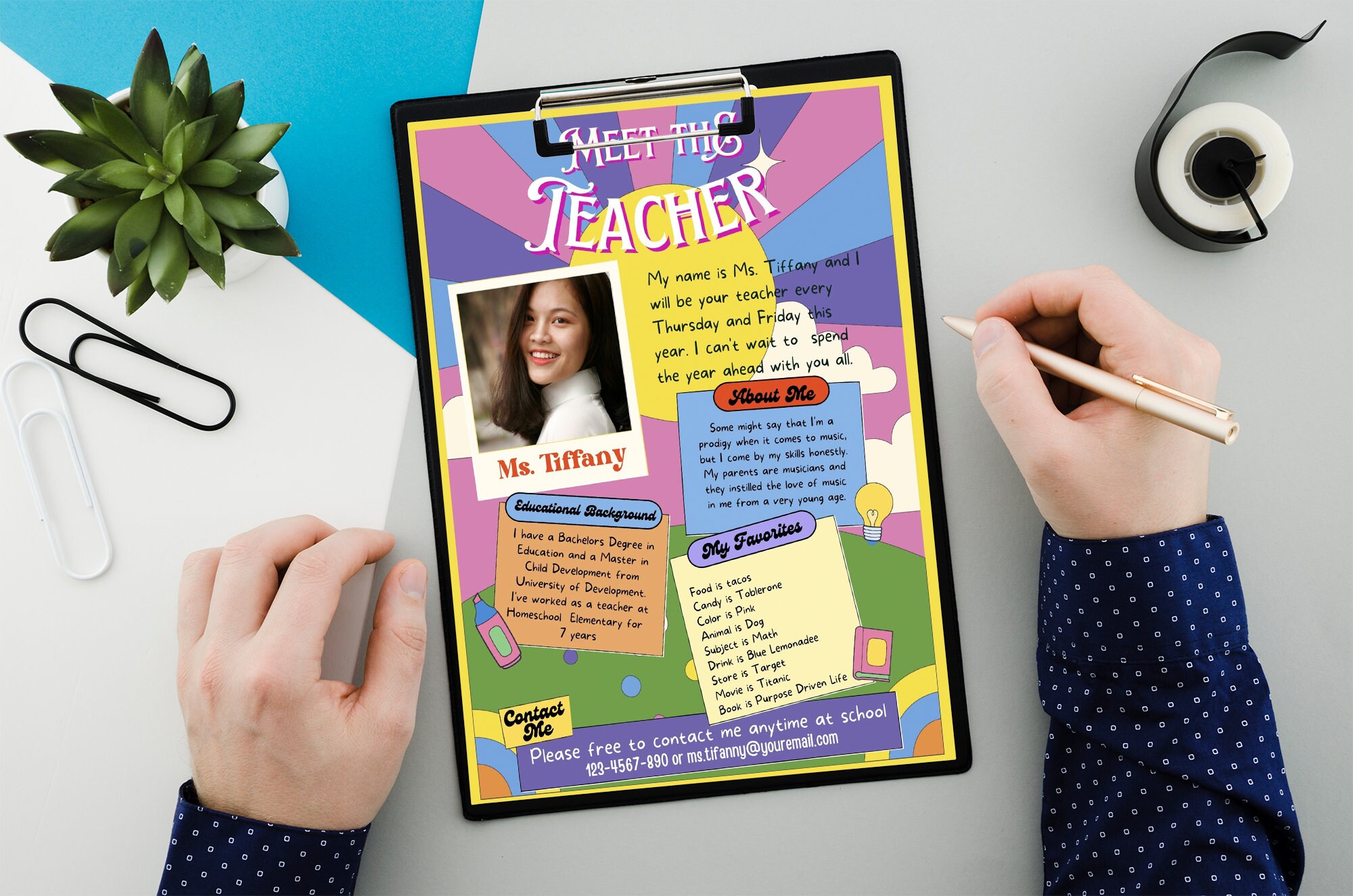 Meet the Teacher Editable Template Groovy, All About Me Teacher, Back ...