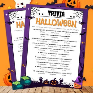 Halloween Trivia Game Printable, Halloween Party Games for Kids and ...