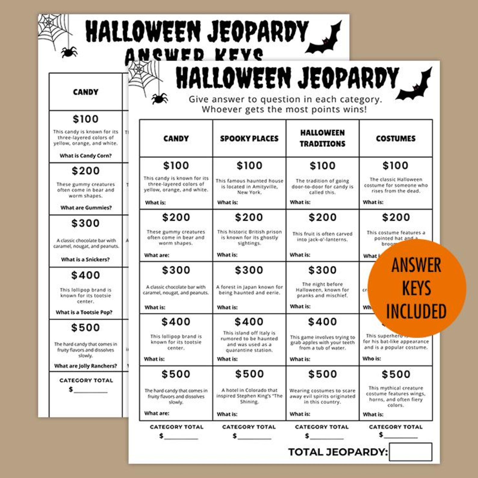 Halloween Jeopardy Game, Halloween Trivia Game, Halloween Icebreaker ...