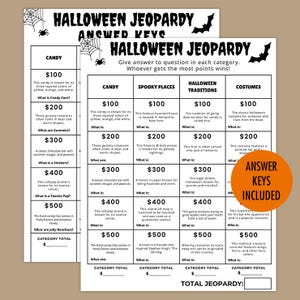 Printable Halloween Jeopardy Game, Family Trivia (digital Download) - Etsy