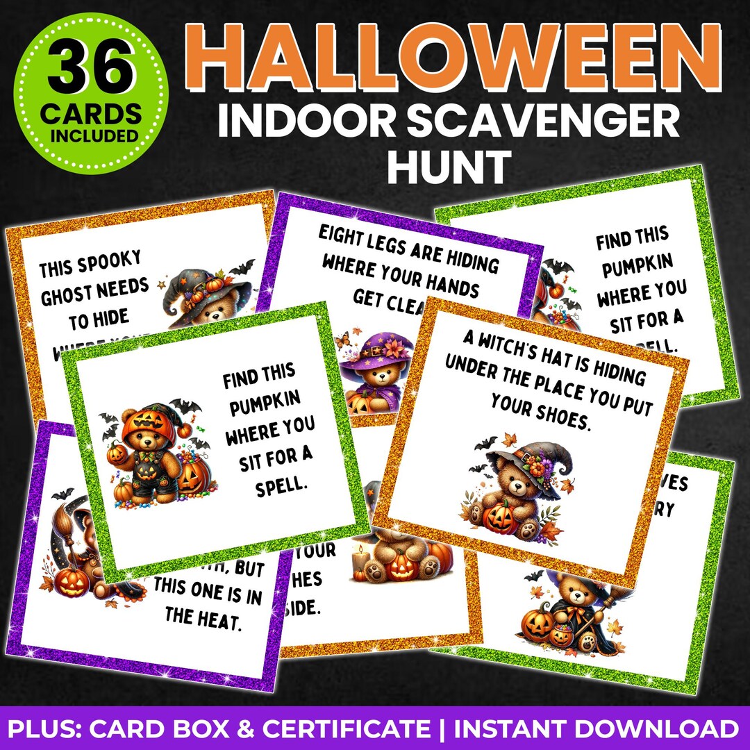 Halloween Scavenger Hunt for Kids | Indoor Treasure Hunt | Halloween ...