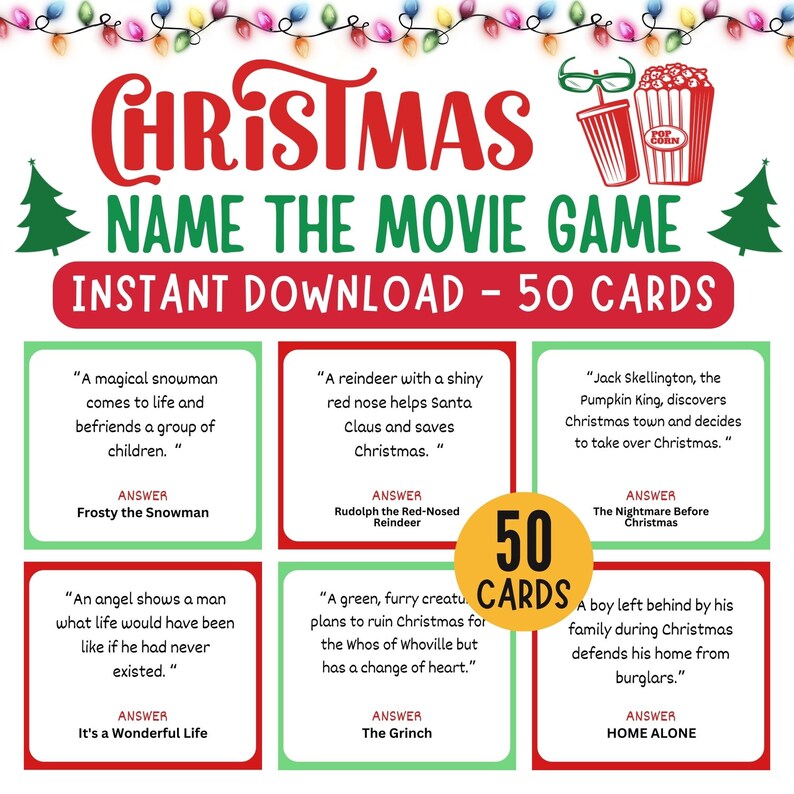 Christmas Movie Quiz Game | Printable Family Fun (instant Download) - Etsy