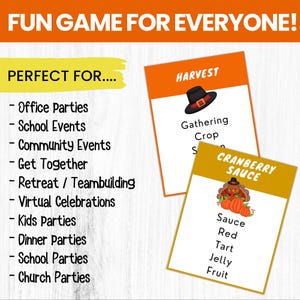Thanksgiving Taboo Game, Fall Autumn Words Card Game, Family Reunion ...