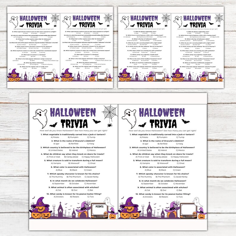 Halloween Trivia | Printable Halloween Trivia Activity Game | Holiday ...