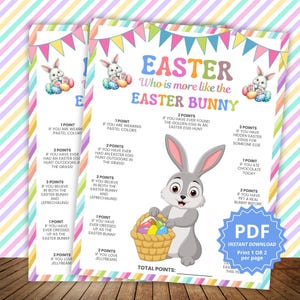 Who is Most Like the Easter Bunny Game Printable | Fun Easter Party ...