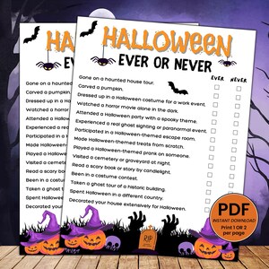 Halloween Never Have I Ever,ever or Never Trivia,spooky Party,witches ...