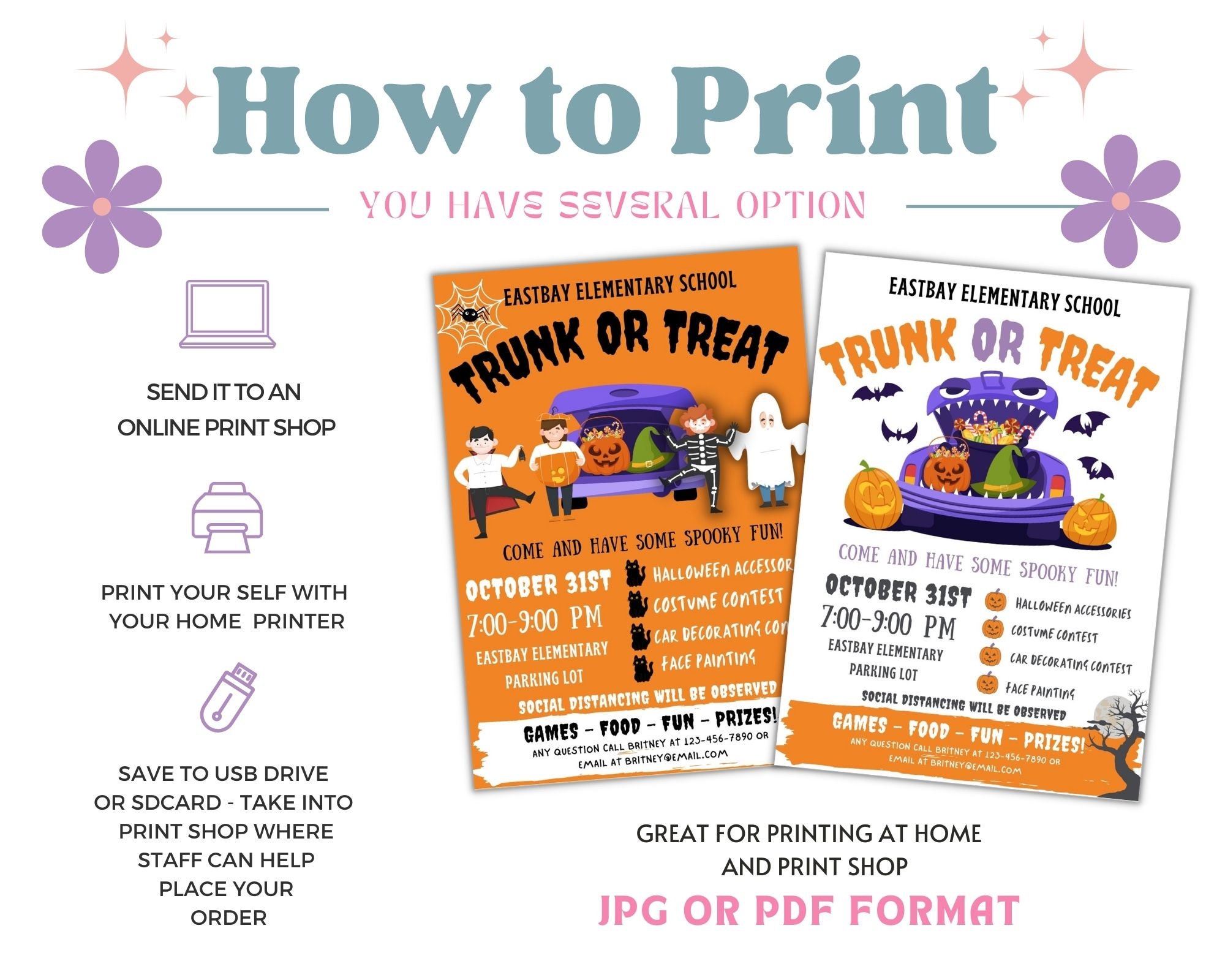 Editable Trunk or Treat Flyer, Halloween Invite (canva Template) - Etsy