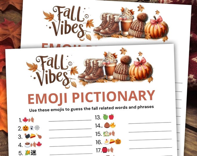 Autumn Emoji Pictionary, Printable Fall Party Games, Fall Activities ...