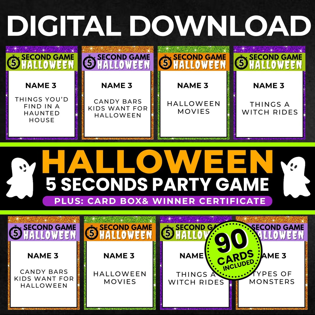 Halloween 5 Second Game | Printable Party Game (digital Download) - Etsy