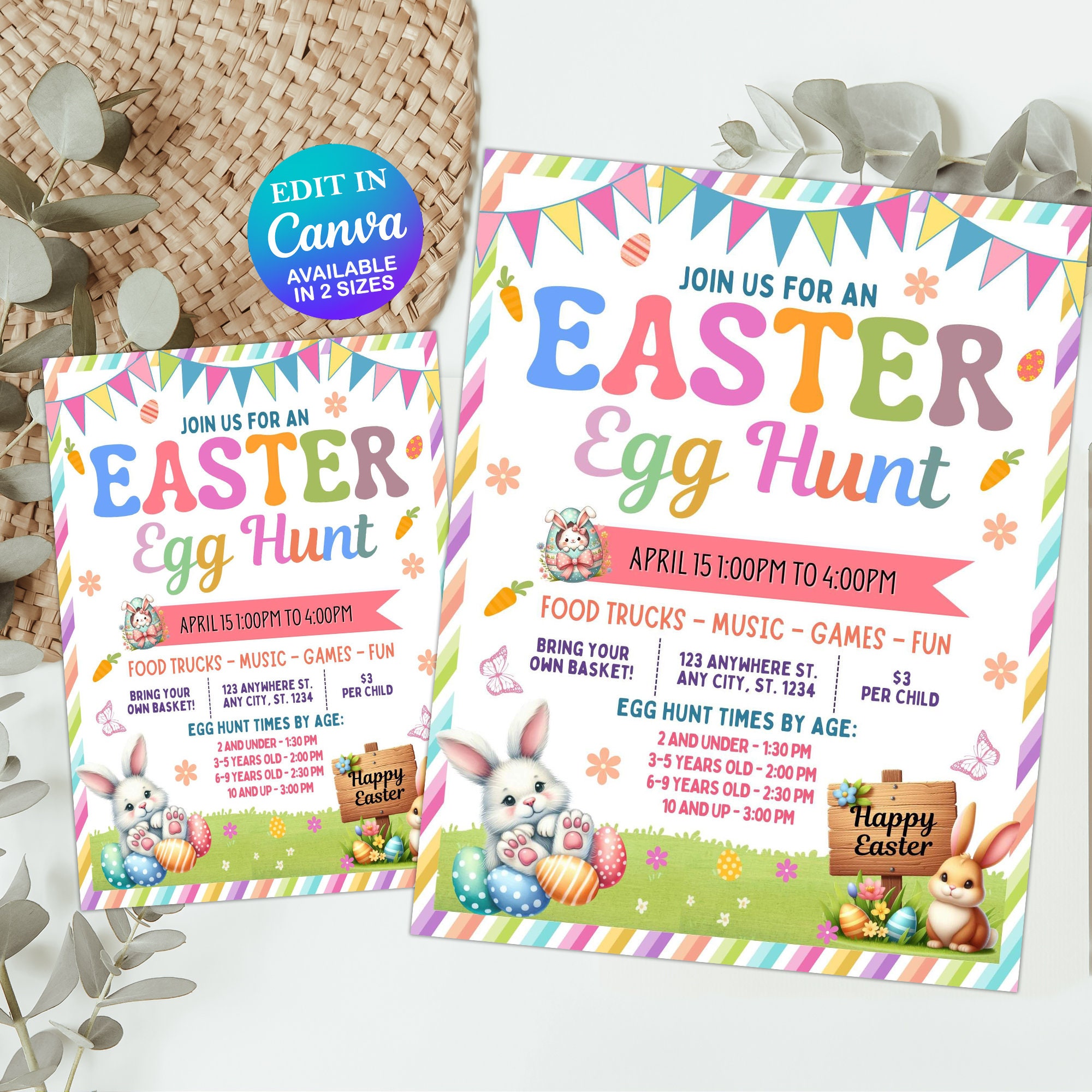 Editable Easter Egg Hunt Flyer Template, Printable Easter Egg Hunt ...