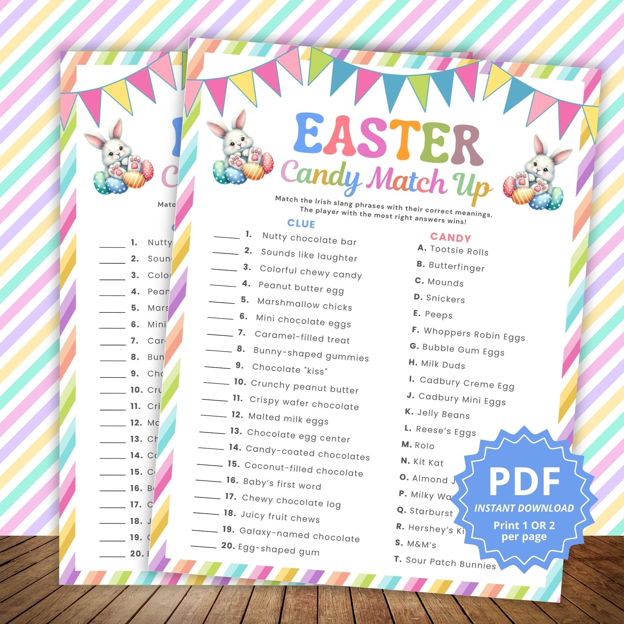 Easter Candy Match-up Printable Game | Fun Easter Game for Kids ...