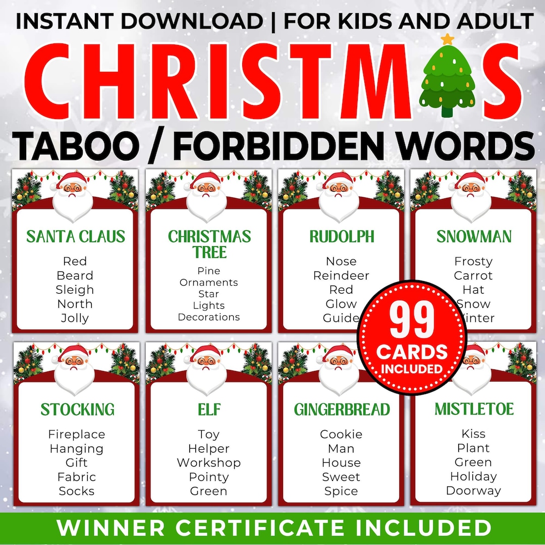 Christmas Taboo Game | Printable Christmas Games | Christmas Activity ...