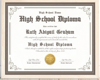 Editable Homeschool Diploma Template, Ged Highschool Custom Diploma ...