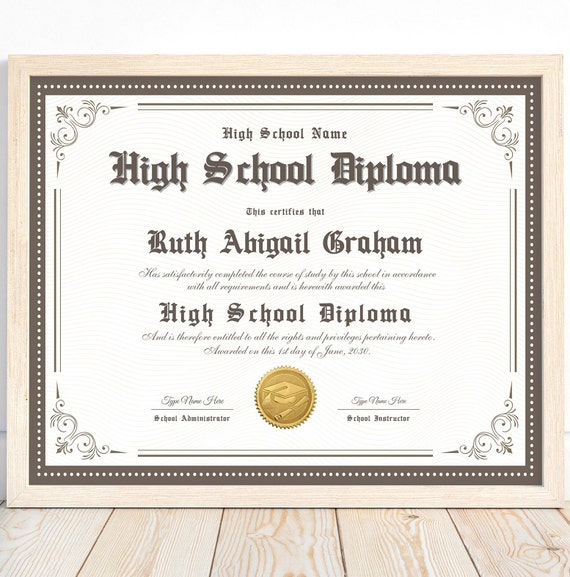 Fake High School Diploma Template