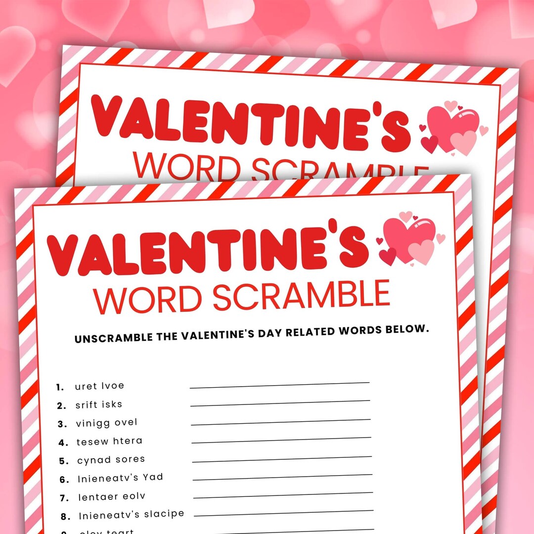 Valentine Day Word Scramble Game | Printable Trivia (PDF) - Etsy