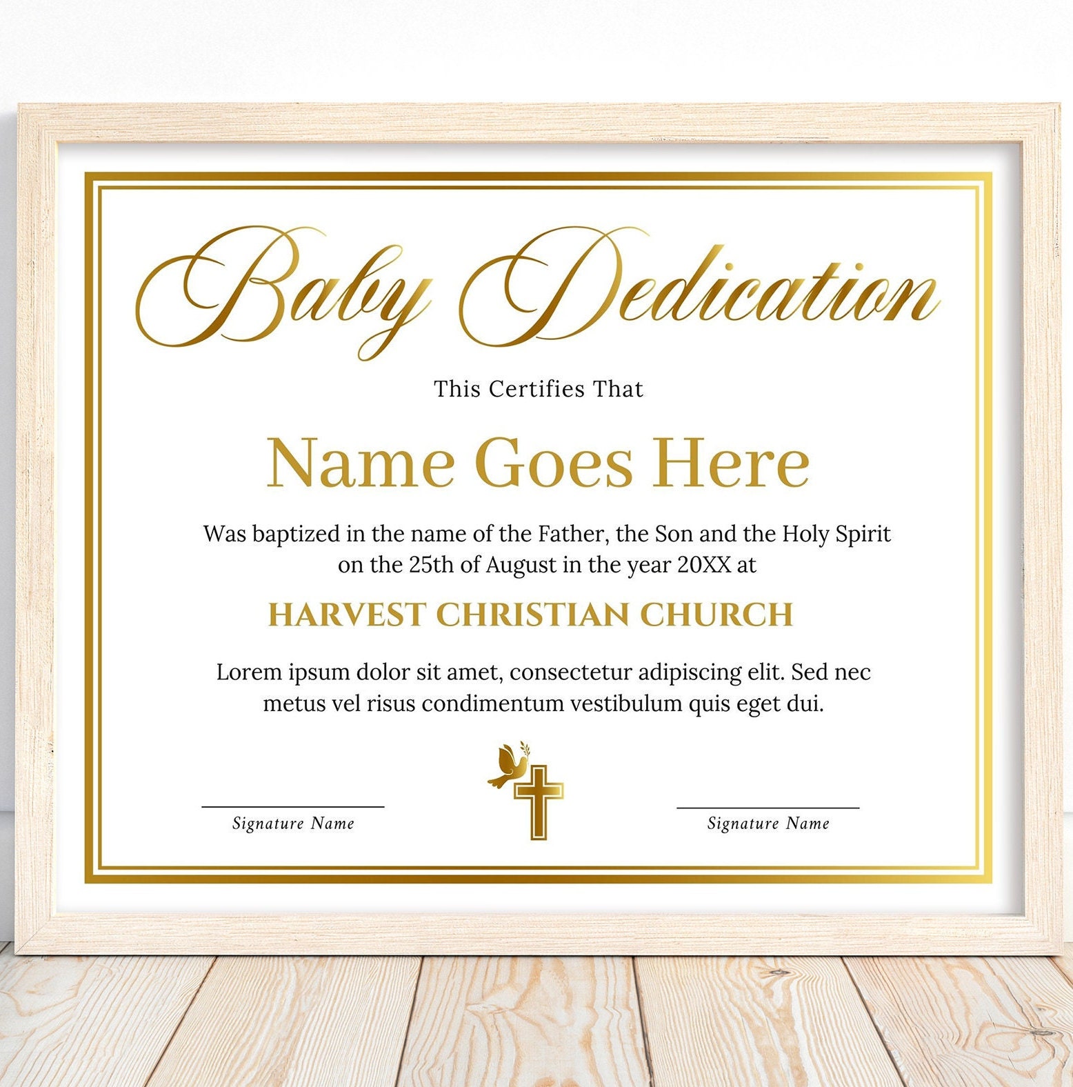 Customizable Baby Dedication Certificate Template - Printable Baptism ...