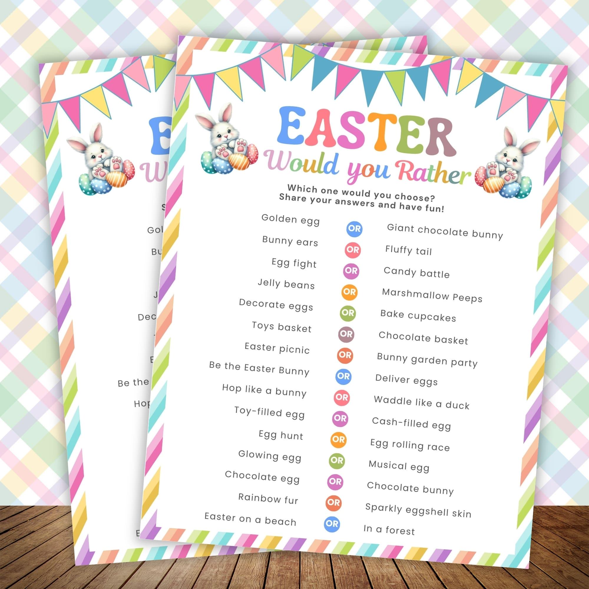 Easter Would You Rather Game | Printable Party Activity (instant ...