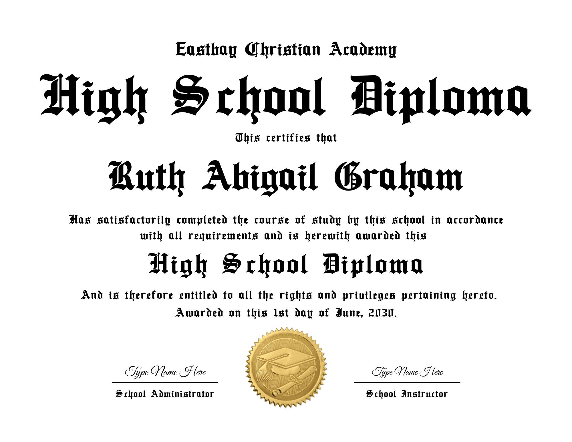 Editable Highschool Diploma Template Minimalist Printable - Etsy