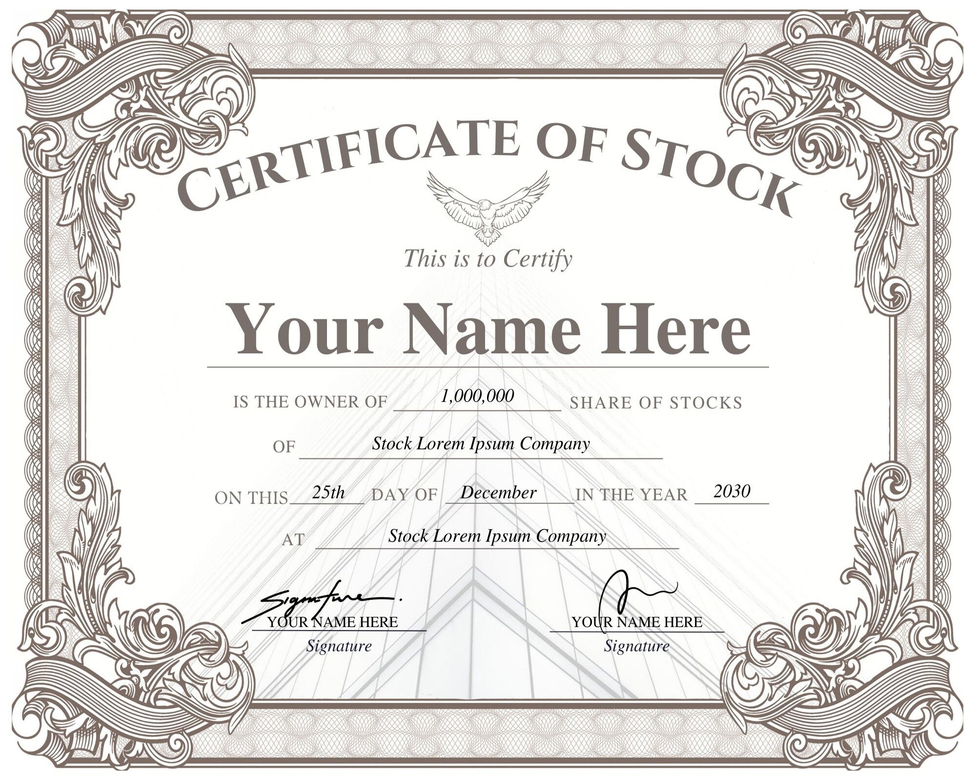 Certificate Of Stock Editable Stock Certificate Template Certificate