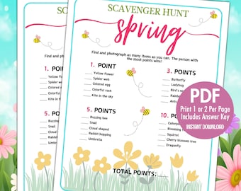 Spring Photo Scavenger Hunt, Printable Spring Party Game for Kids ...