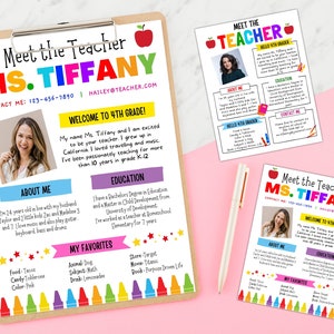 Colorful Meet the Teacher Editable Template Letter Flyer Set of 2 ...