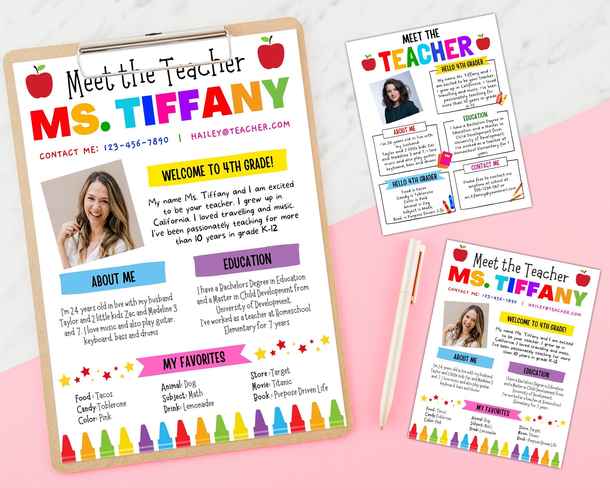 Colorful Meet the Teacher Editable Template Letter Flyer Set - Etsy Canada