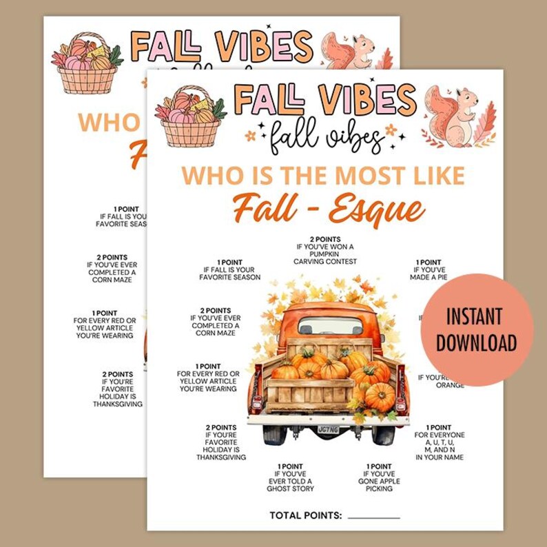 Fall Game, Who is Most Like Fall Game, Fall Game for Kids and Adults ...